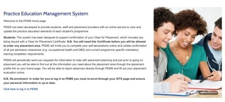 PEMS user guide – HWLS Prof Placements